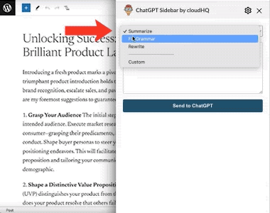ChatGPT Sidebar by cloudHQ